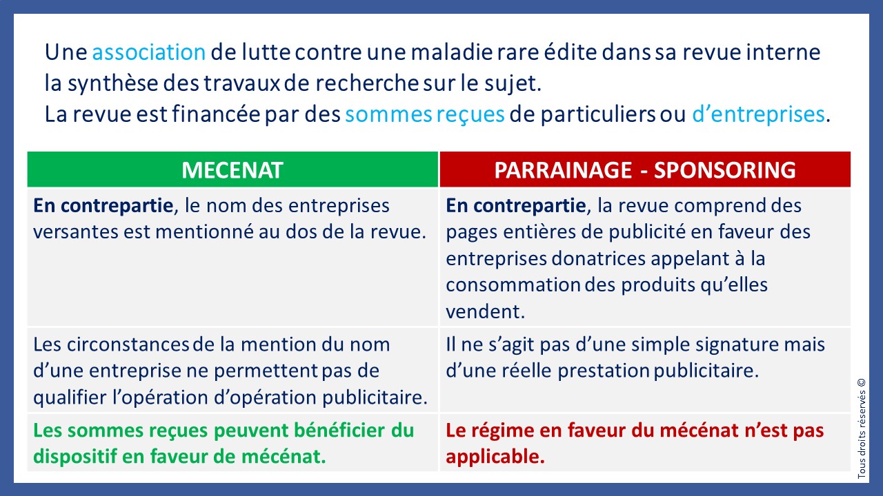 2023-02-28 - Sponsoring vs Mécénat : cas d'une revue et contrepartie